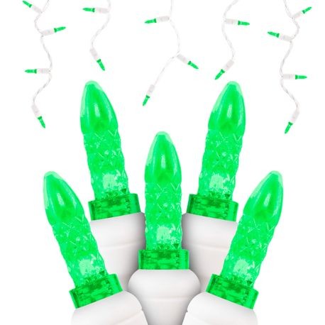 M5 LED Icicle Lights 70L Green WHITE WIRE — the-led-warehouse-llc